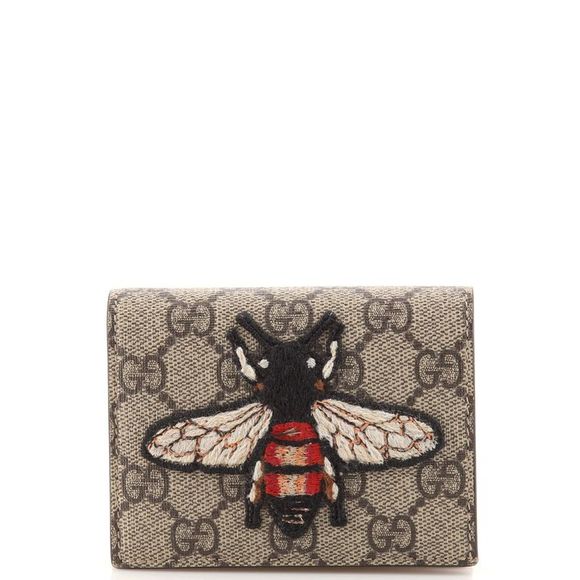Gucci | Bags | Gucci Flap Card Case Gg Coated Canvas With Applique ...